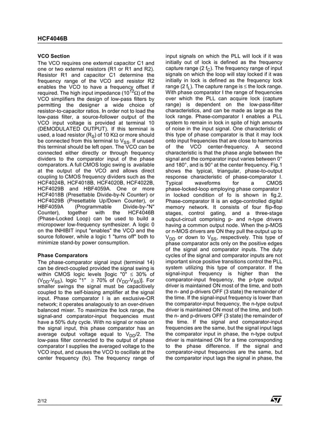 4046.pdf Datasheet de 4046 para revisión de características de IC PLL | PDF