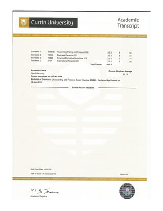 Academic Transcript | PDF