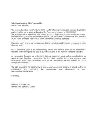 Immaculate Servizio Proposal | DOCX