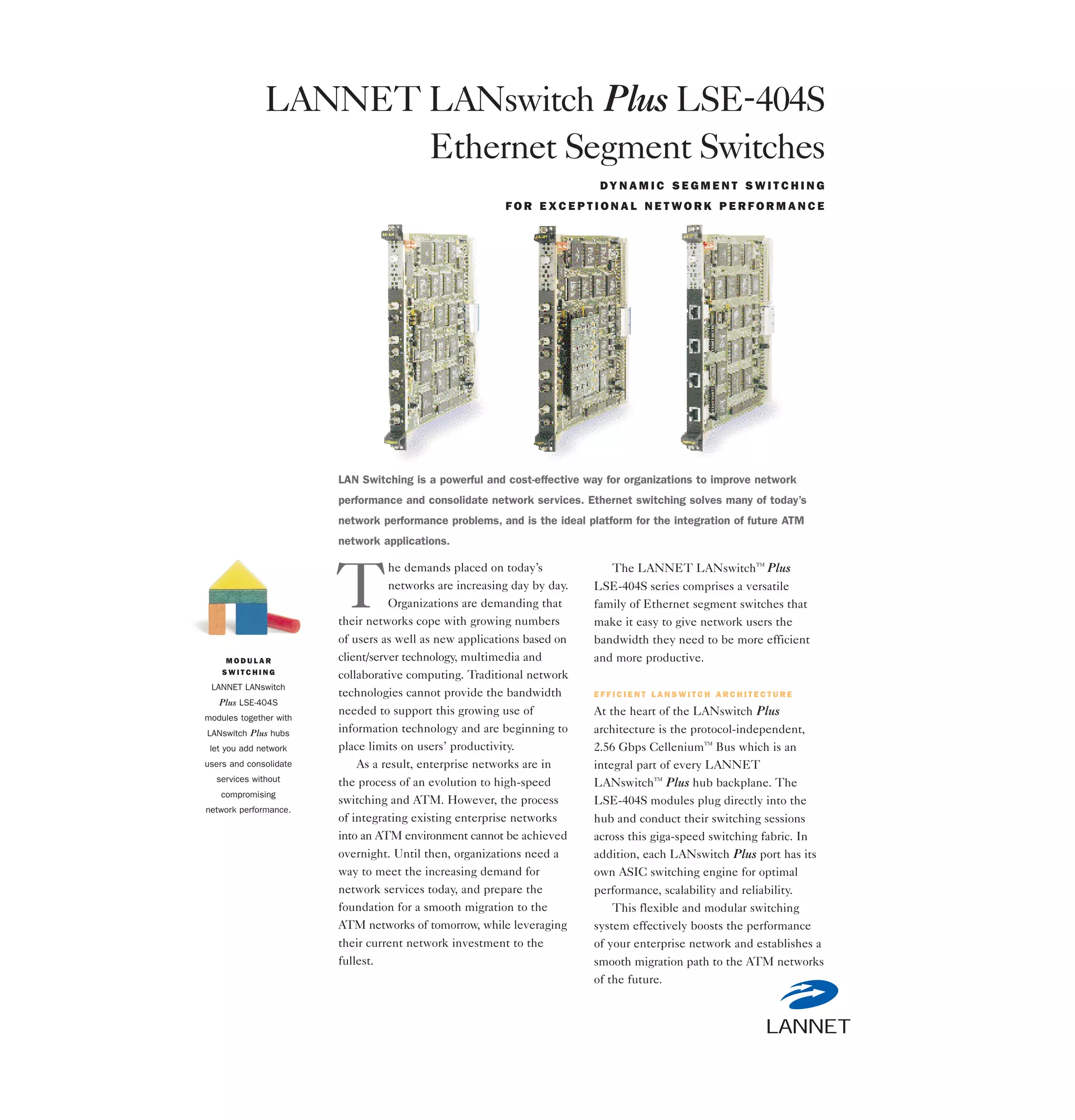 LANNET LANswitch Plus LSE-404S Ethernet Segment Switches | PDF