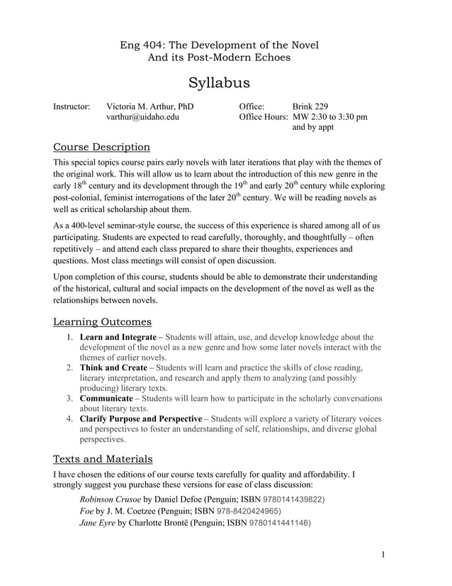 Eng 404 Syllabus | PDF