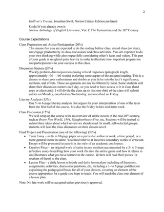 Eng 404 syllabus | PDF | Homework and Study | Education