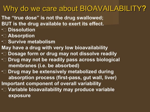 BIOAVAILABILITY BIOEQUIVALENCE THERAPEUTIC INDEX | PPT