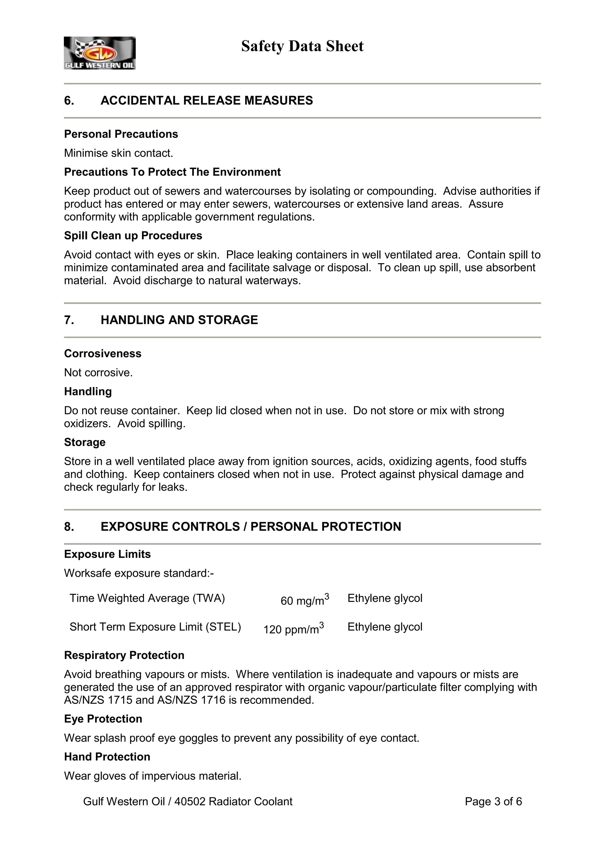Gulf Radiator Coolant Material Safety Data Sheet | PDF