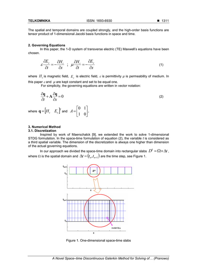 A Novel Space-time Discontinuous Galerkin Method for Solving of One-dimensional Electromagnetic ...