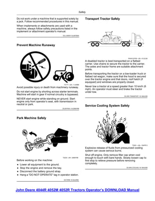 4052M 4052R John Deere Heavy Duty Tractors Operator’s Manual | PDF