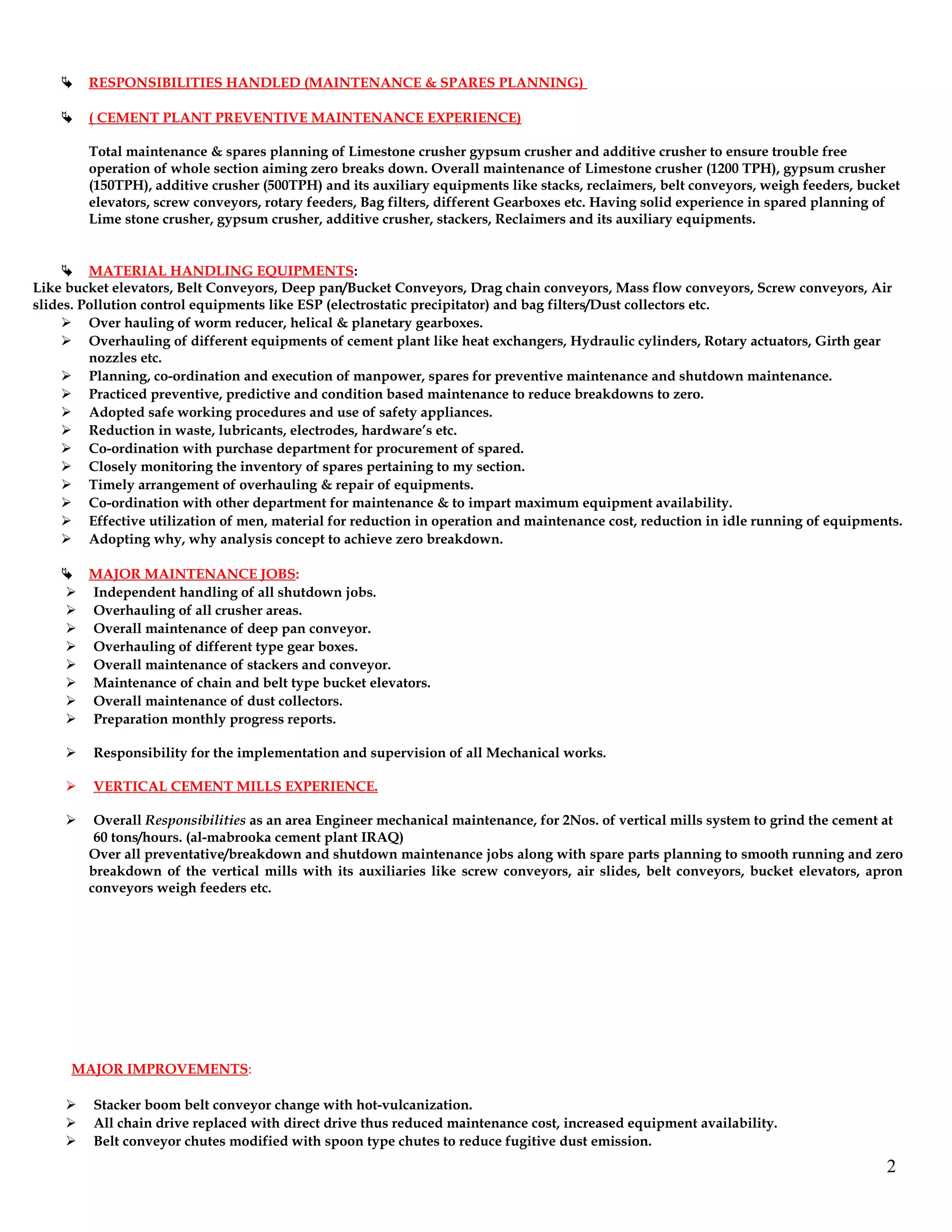 Engr,imran cv.cement. | DOC