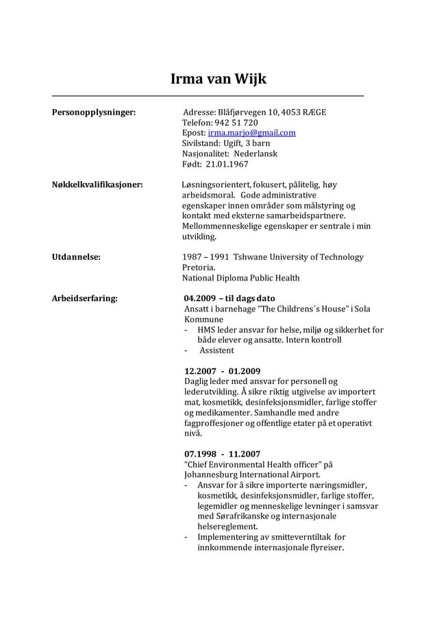 CV Norsk SMI-3 | PDF