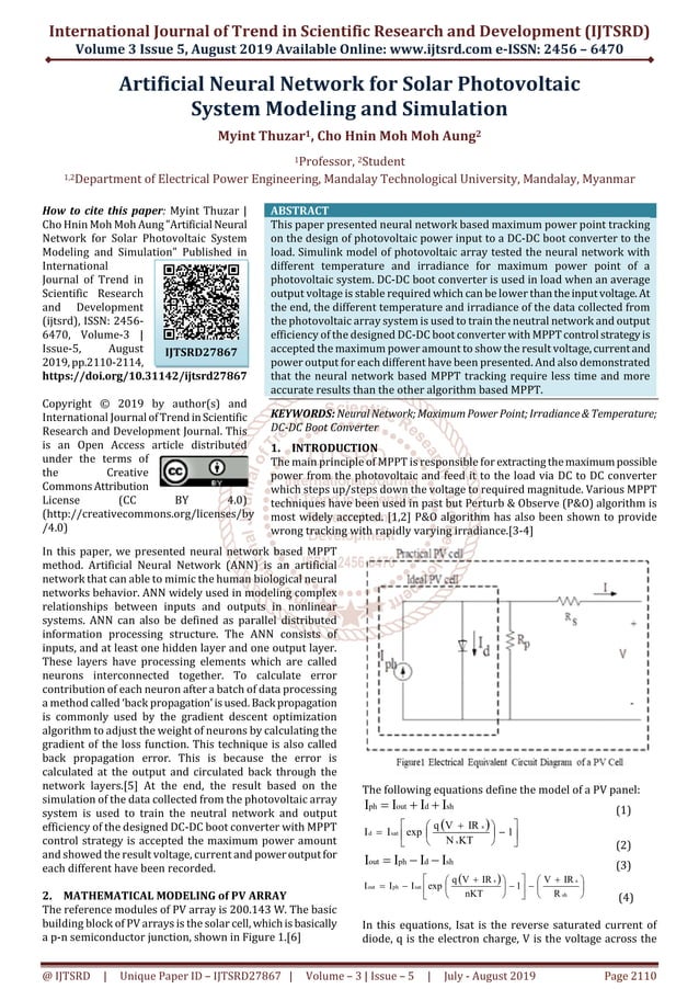 Artificial Neural Network for Solar Photovoltaic System Modeling and ...