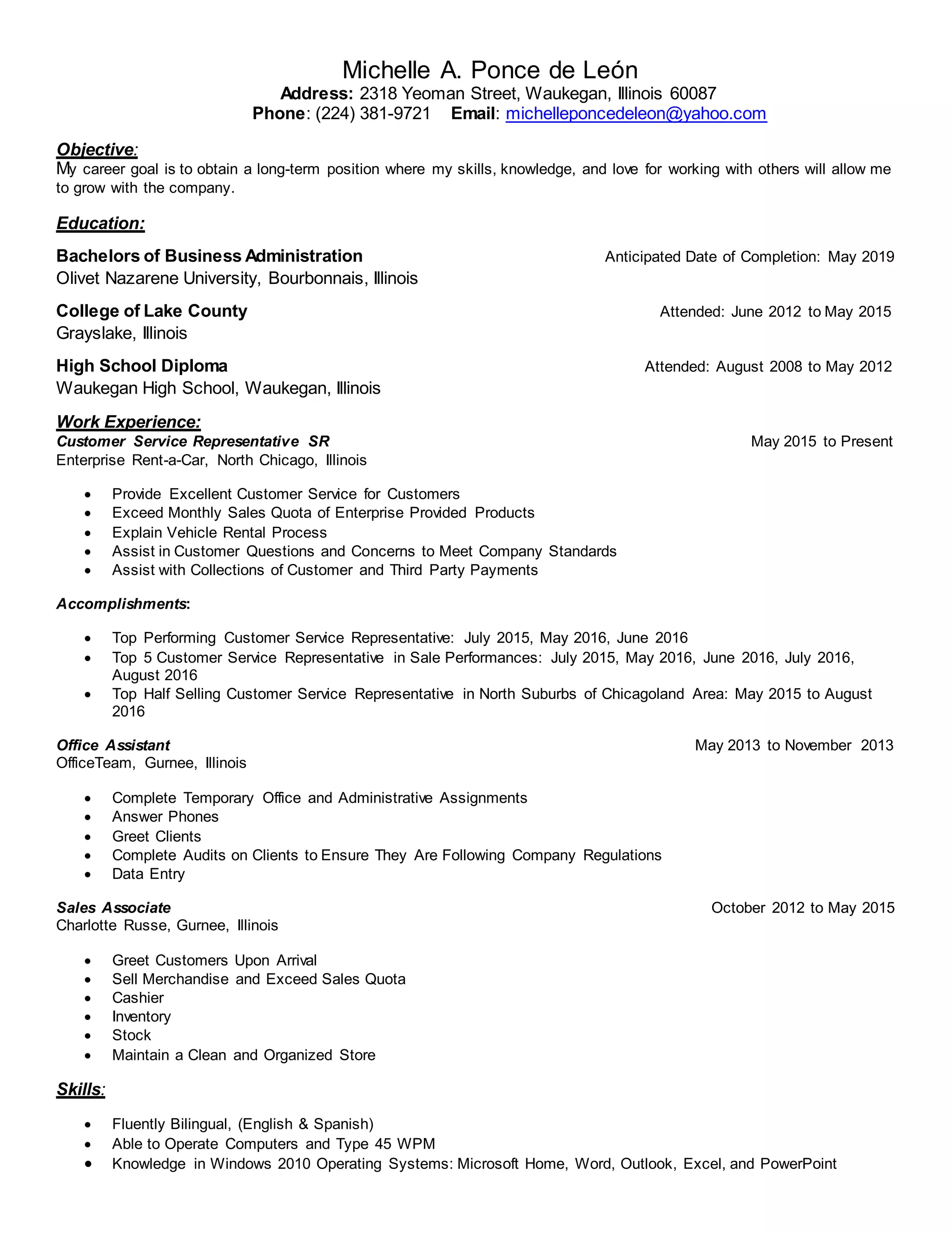 Michelle Ponce de Leon Resume | PDF
