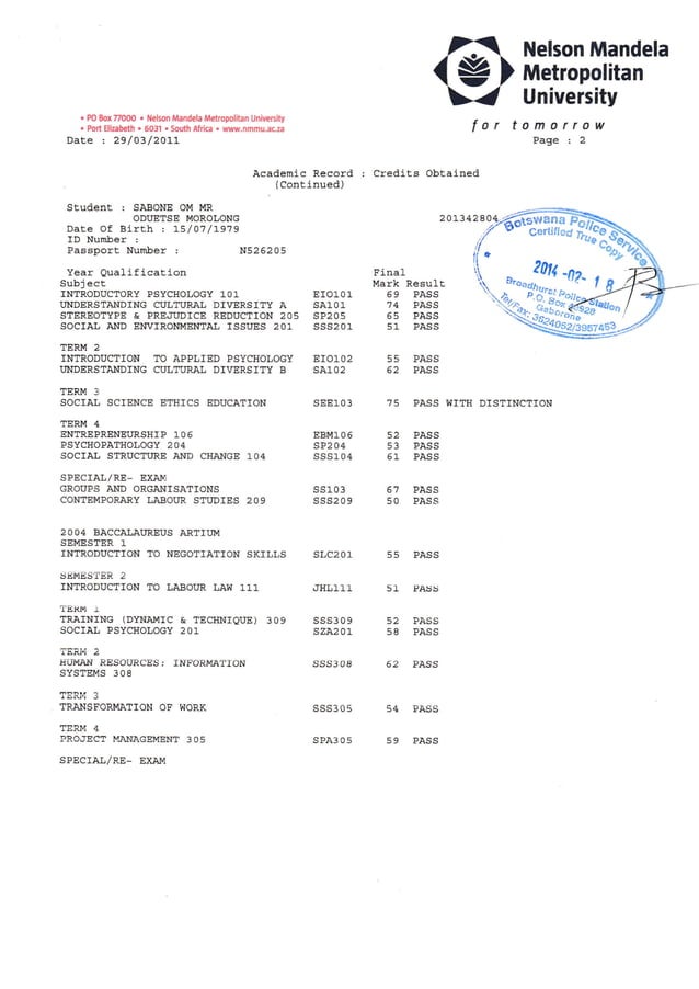 O.M. SABONE CERTIFICATE & TRANSCRIPTS | PDF | Africa Travel | Travel Locations