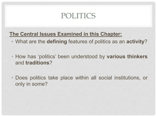 What is Politics by Andrew Heywood - Introduction to Politics | PPT