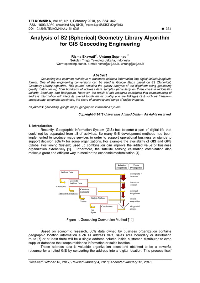 Analysis of S2 (Spherical) Geometry Library Algorithm for GIS Geocoding Engineering | PDF