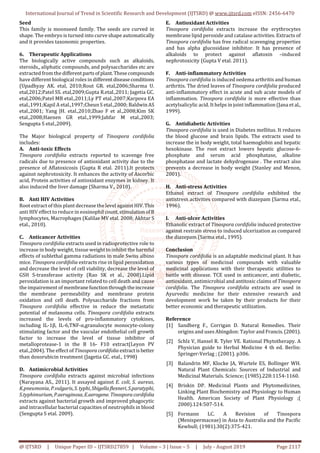 A Review on Therapeutic Multipurpose Medicinal use of Tinospora Cordifolia | PDF