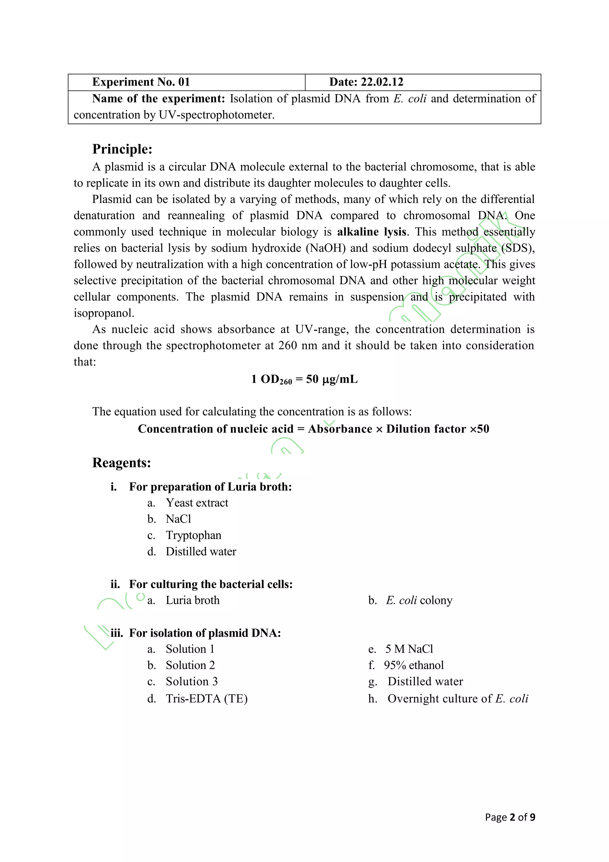 Molecular Biology & Biotechnology(Practical) MANIK | PDF