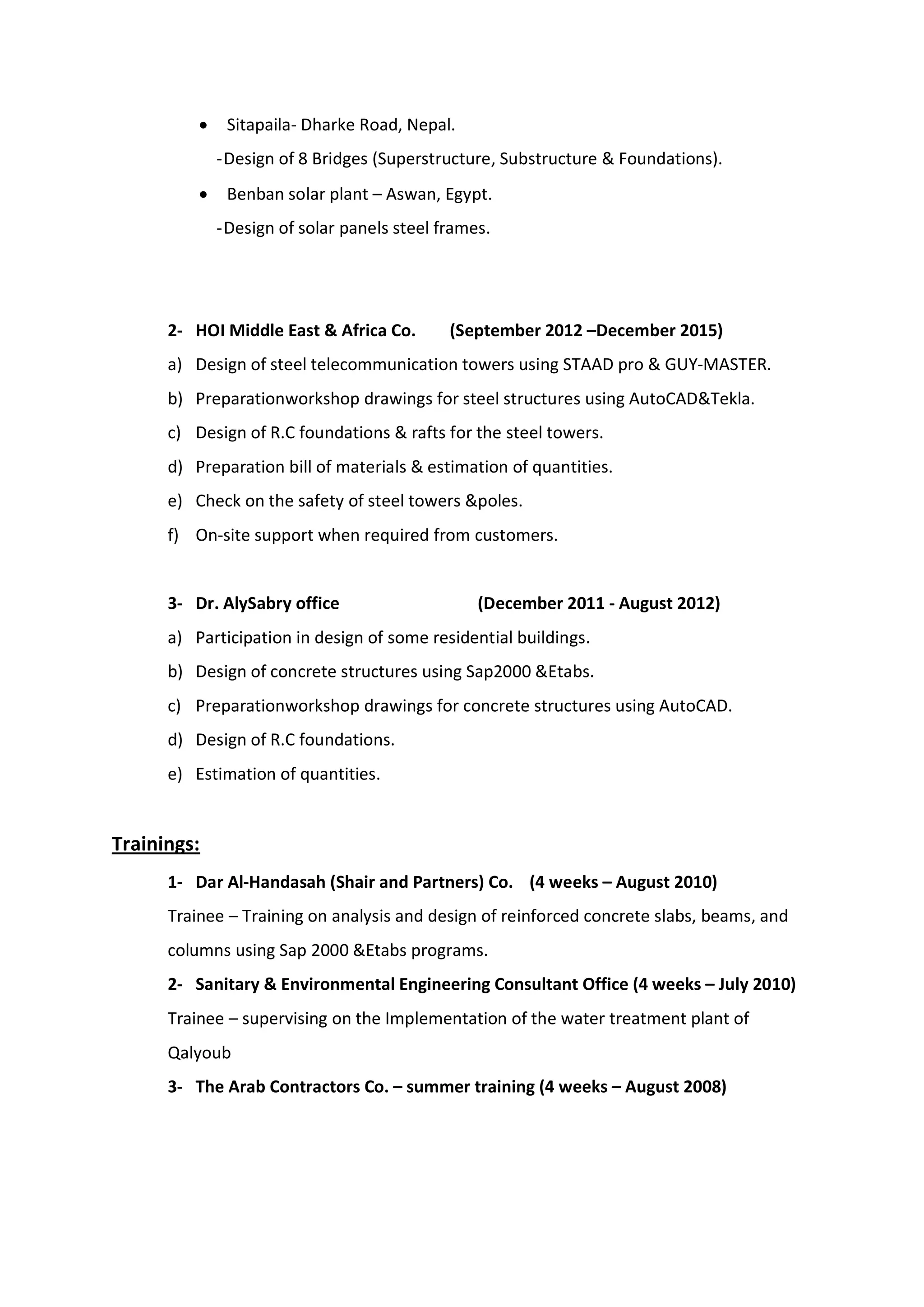 Ahmed Gamal C.V | PDF | Civil Engineering Industry | Industries