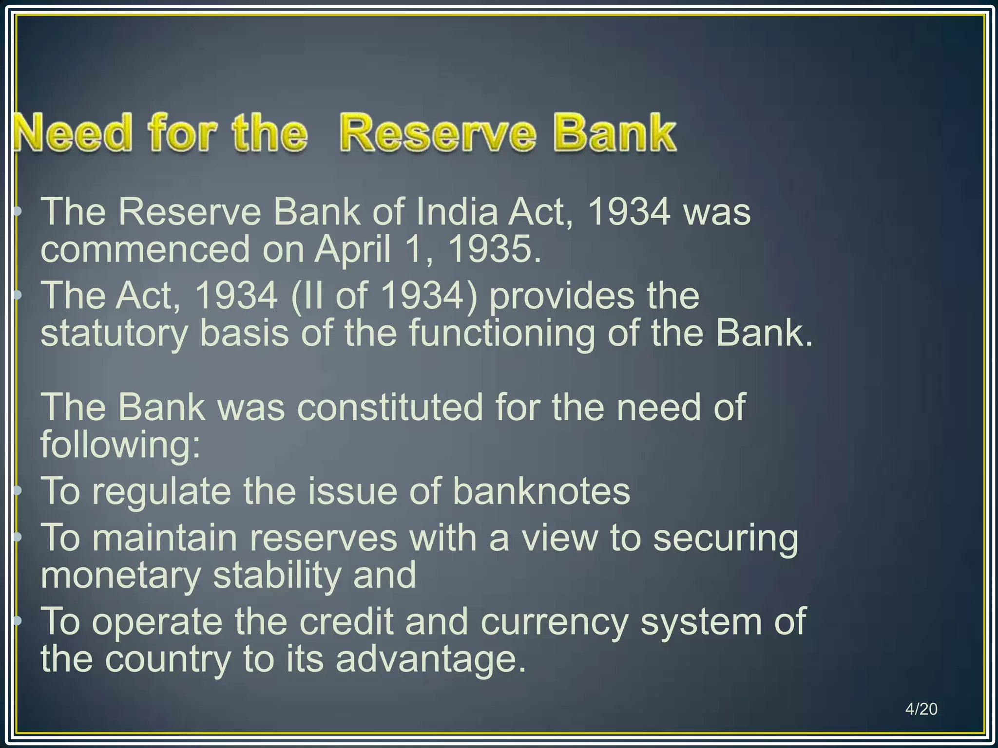 RBI and its role presentation | PPTX