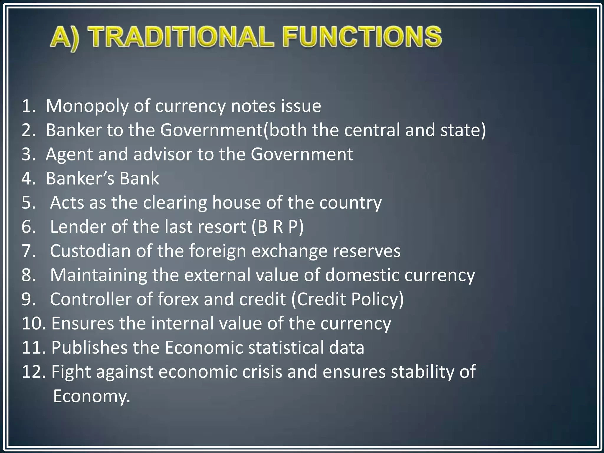 RBI and its role presentation | PPTX