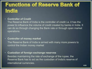 RBI and its role presentation | PPTX