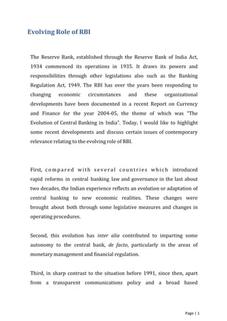 RBI and its role | PDF