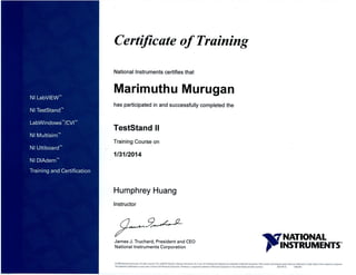 NI TESTSTAND CERT DOC022614-02262014145529 - Copy | PPT