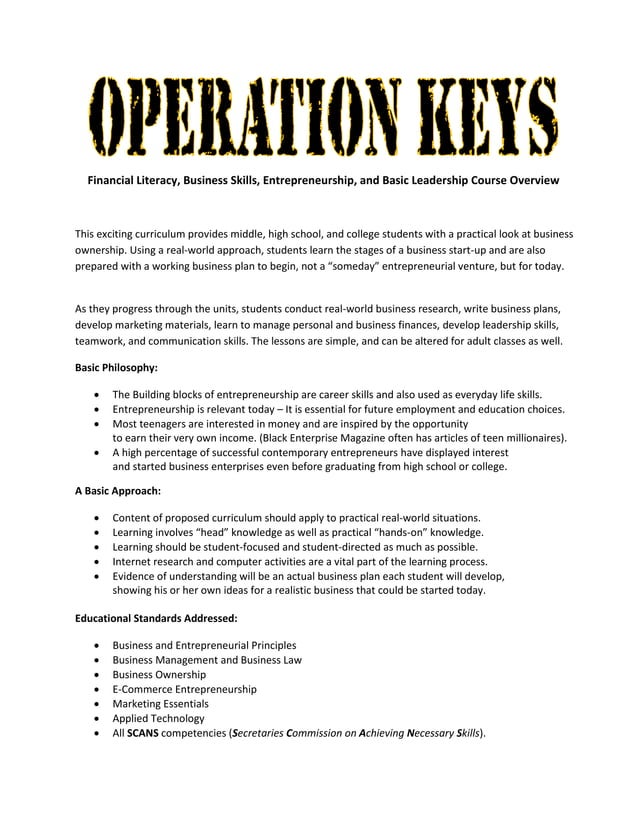Operation Keys Pamphlet | PDF
