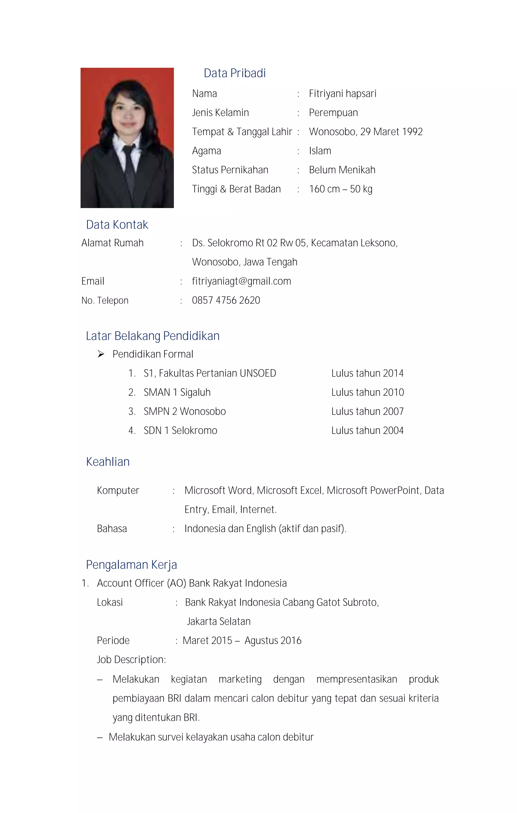 [CV] - Fitriyani - OK | PDF