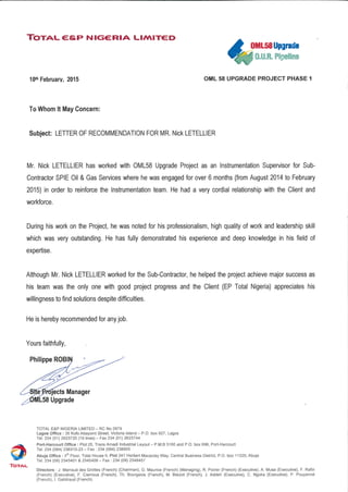 Total OML-58 Letter of Recommendation 1 | PDF