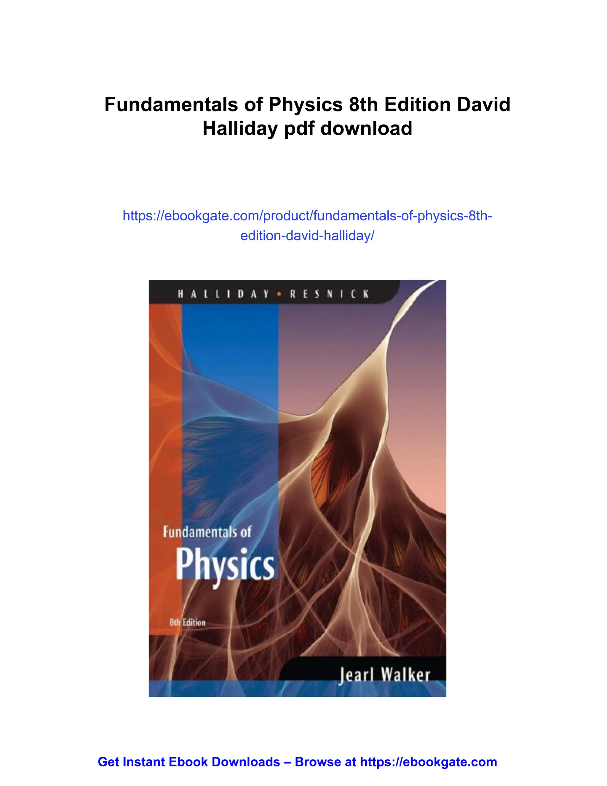 Fundamentals of Physics 8th Edition David Halliday | PDF