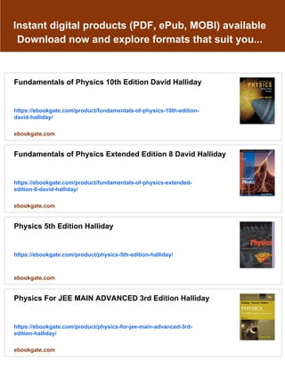 Fundamentals of Physics 8th Edition David Halliday | PDF