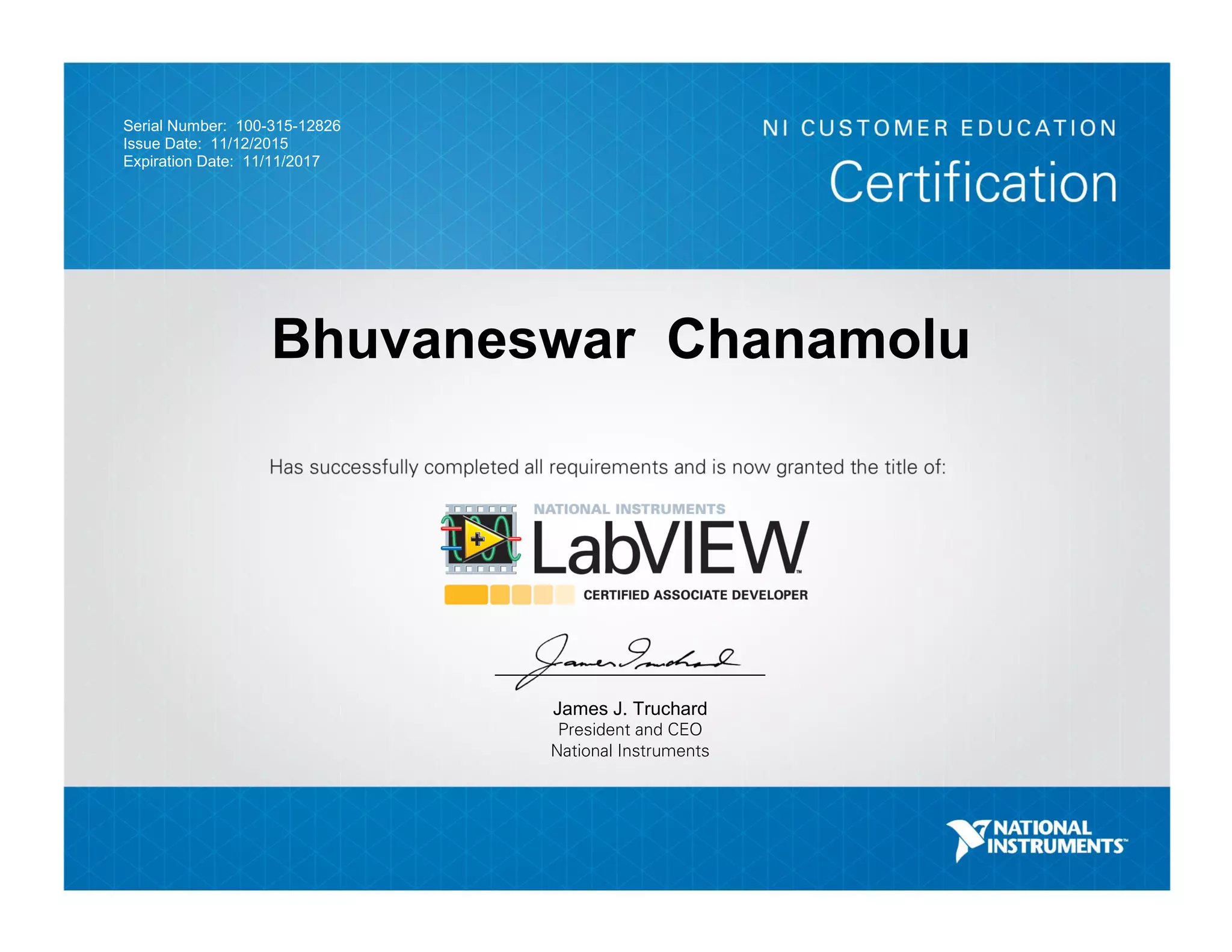 Bhuvaneswar Chanamolu_labview certificate | PPT