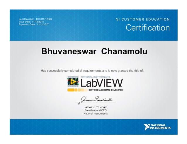 Bhuvaneswar Chanamolu_labview certificate | PPT