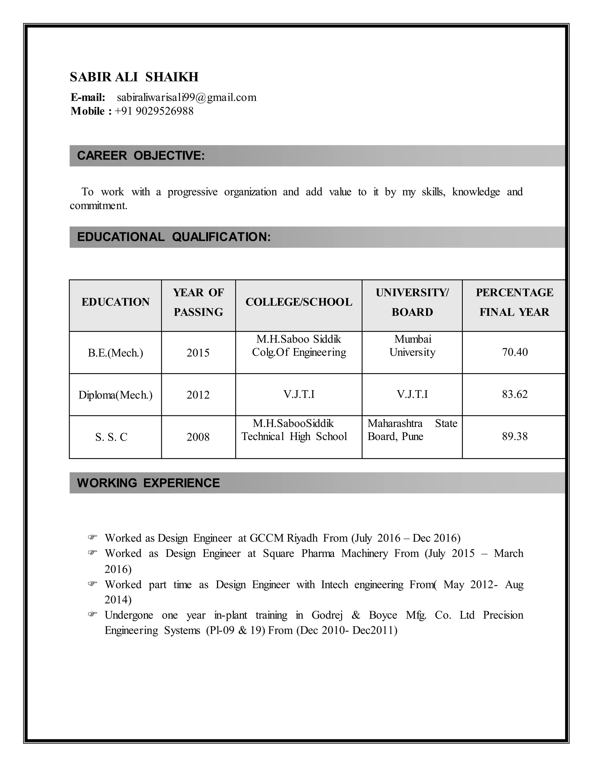 Sabir (Resume ) | DOCX