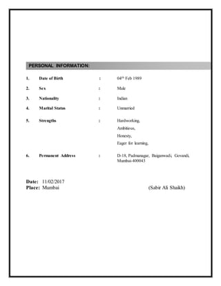 Sabir (Resume ) | DOCX