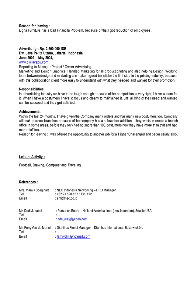 Gunawan Curriculum Vitae 2015 and Sample Picture arrangement | DOCX ...