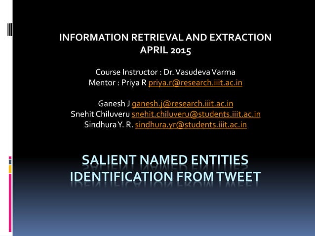 Salient named entity identification system | PPT