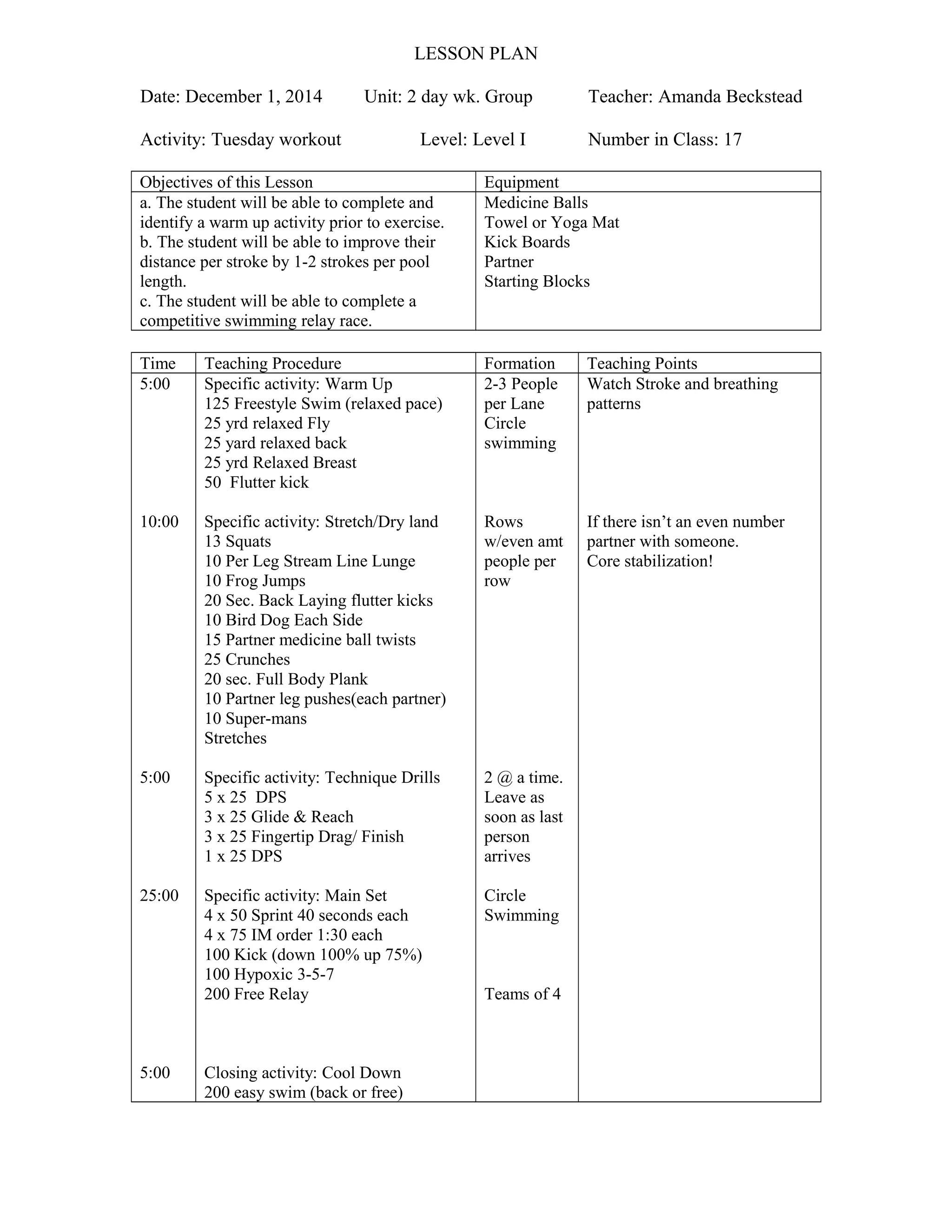 2300 Lesson plan | DOC