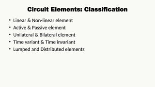 Comprehensive Overview of Electrical Circuit Elements and Theorems in ...