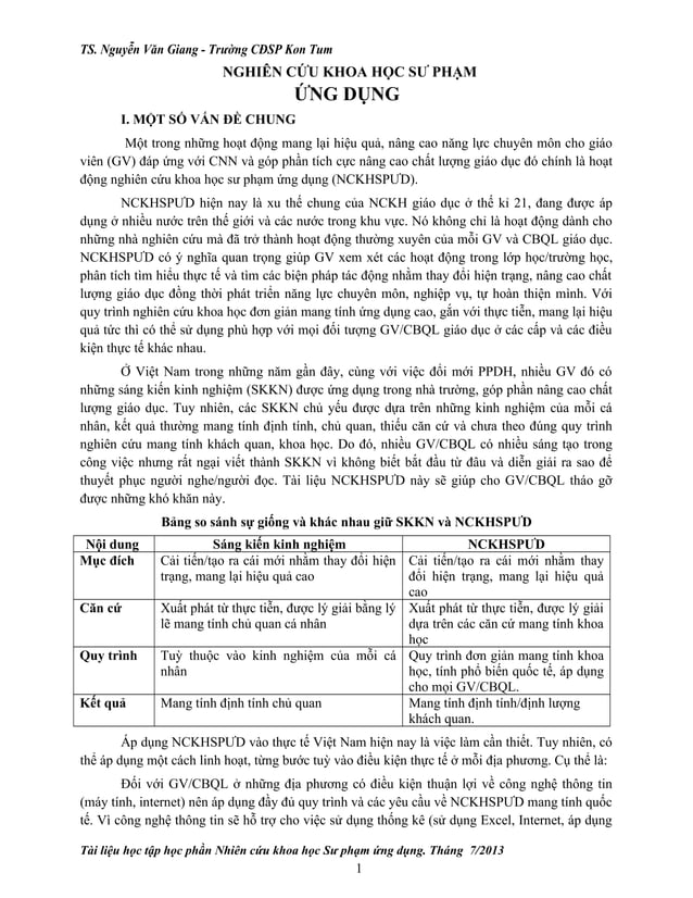 Nghiên Cứu Khoa Học Sư Phạm Ứng Dụng | PDF