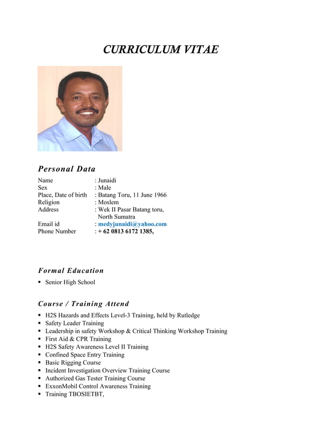 Update CV-Junaidi_Juni 2016 | PDF