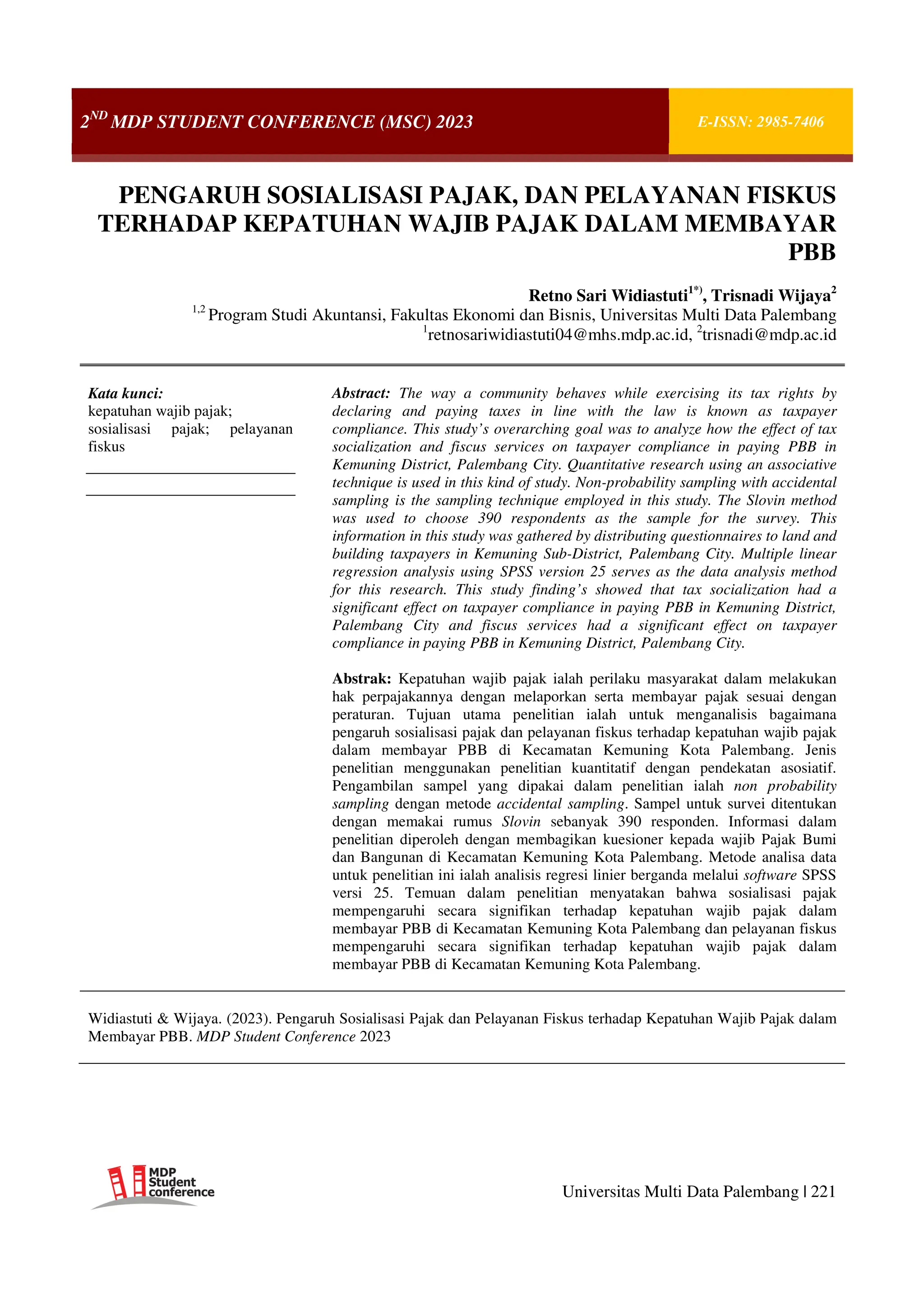 Pengaruh Sosialisasi Pajak dan Pelayanan Fiskus terhadap Kepatuhan ...