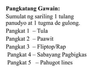 Tulang Panudyo, Tugmang de gulong, bugtong at palaisipan | PPTX