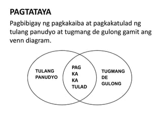 Tulang Panudyo, Tugmang de gulong, bugtong at palaisipan | PPTX