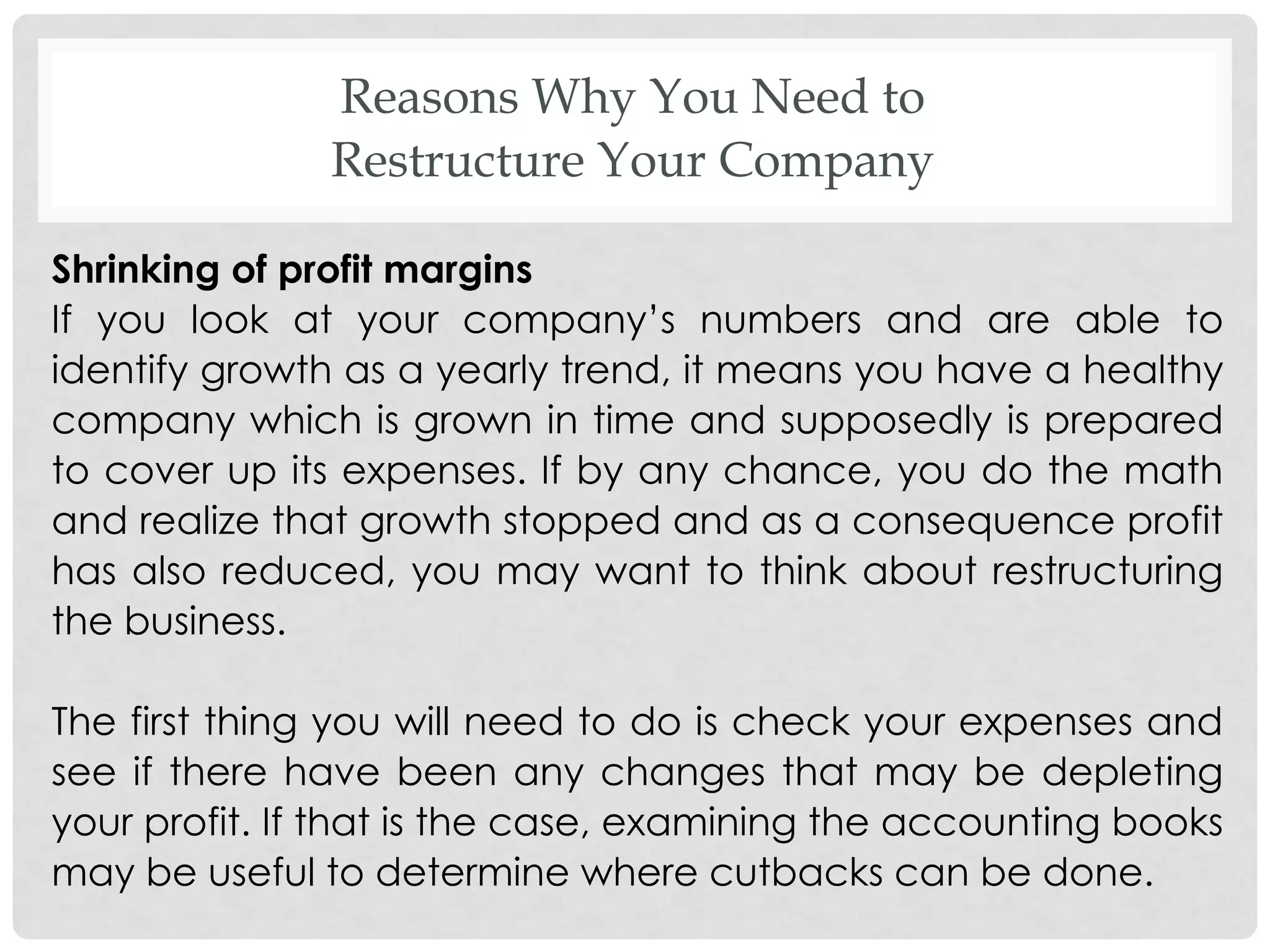 Reasons Why You Need to Restructure Your Company | PDF