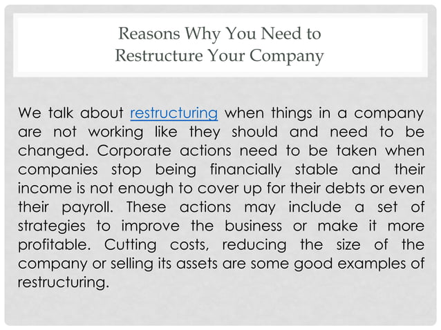 Reasons Why You Need to Restructure Your Company | PPT