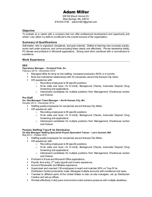 Adam Miller Resume