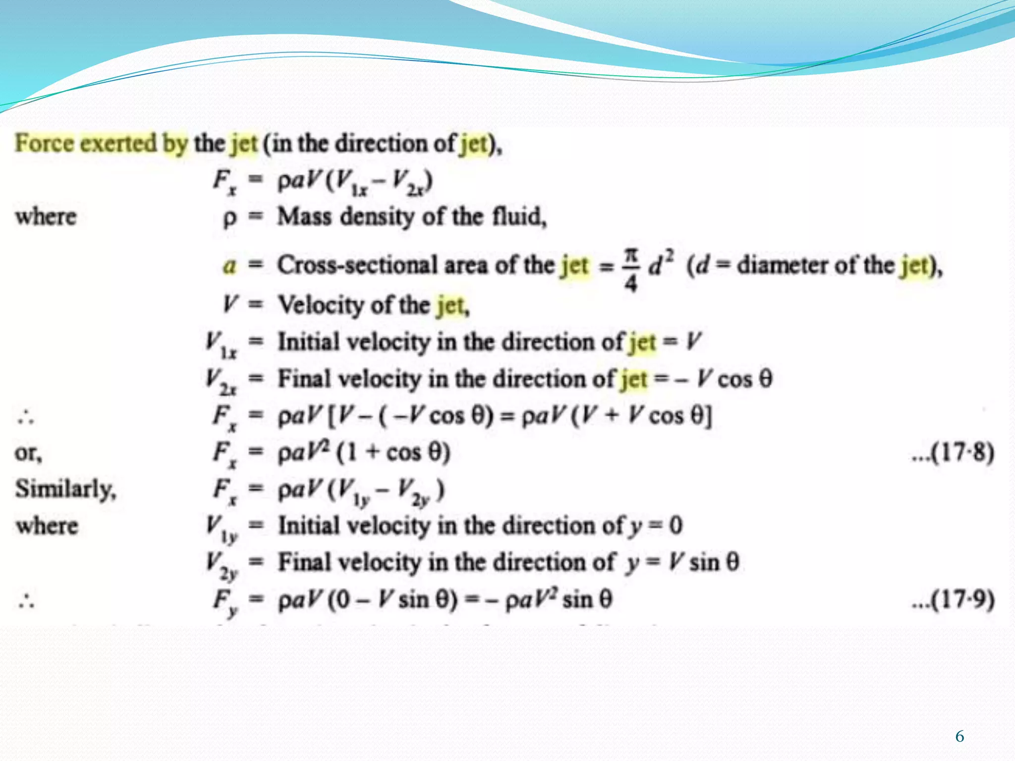 Dynamic force exerted by Fluid jet on stationary plate | PPTX