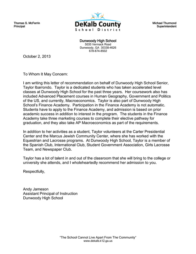 Letter of Recommendation DHS | PDF