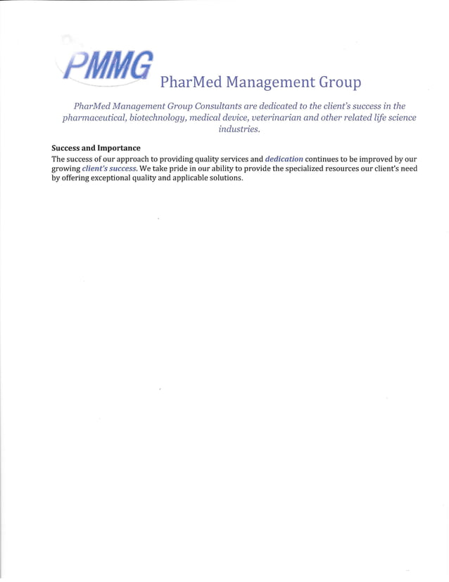 PHARMED MANAGEMENT GROUP INC. [PMMG] - BROCHURE | PDF