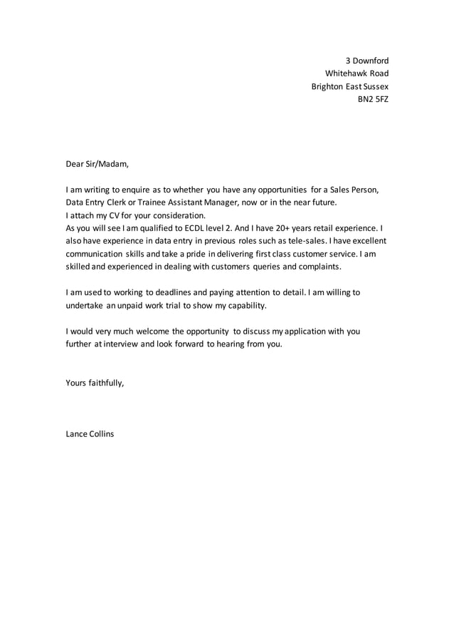 STANDARD COVER LETTER | DOCX